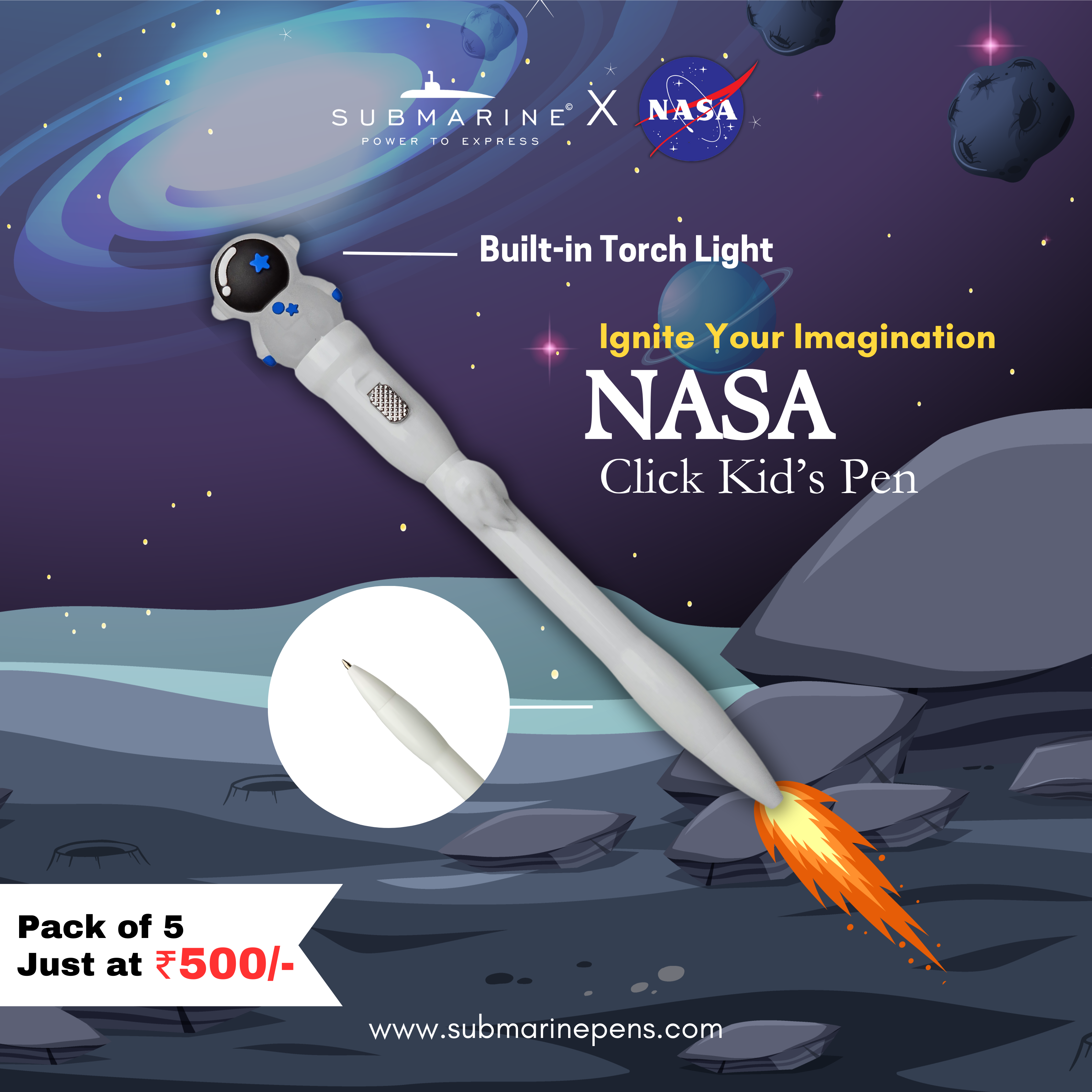Nasa Click Kids Pen Pack of 5 – Submarine Pens Pvt Ltd